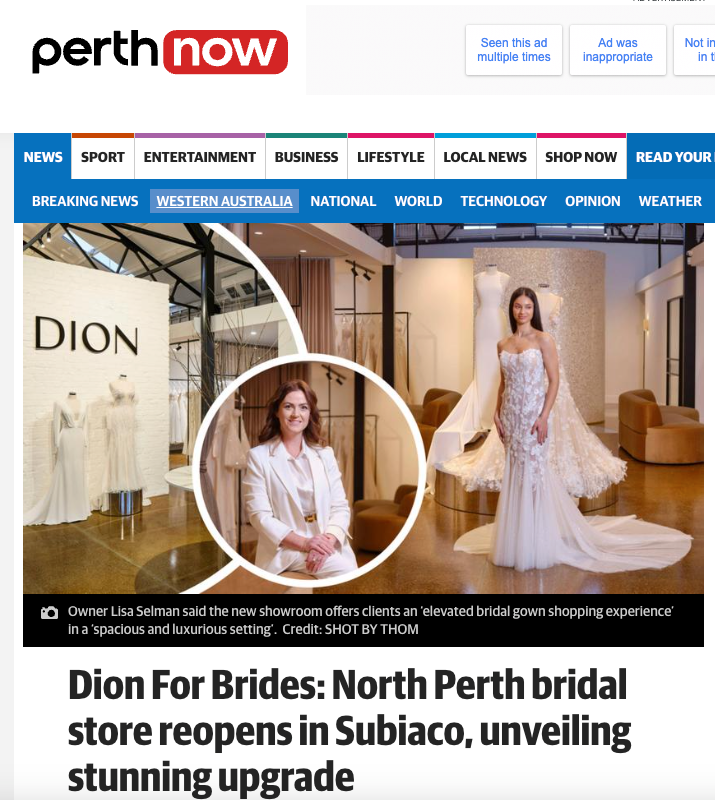 Perth Now Features Dion Subiaco – Dion for Brides